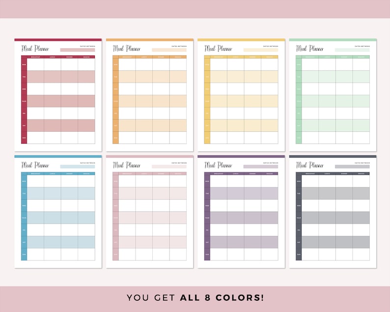 Printable Weekly Meal Planner, Meal Prep Template, Food Planner Insert ...