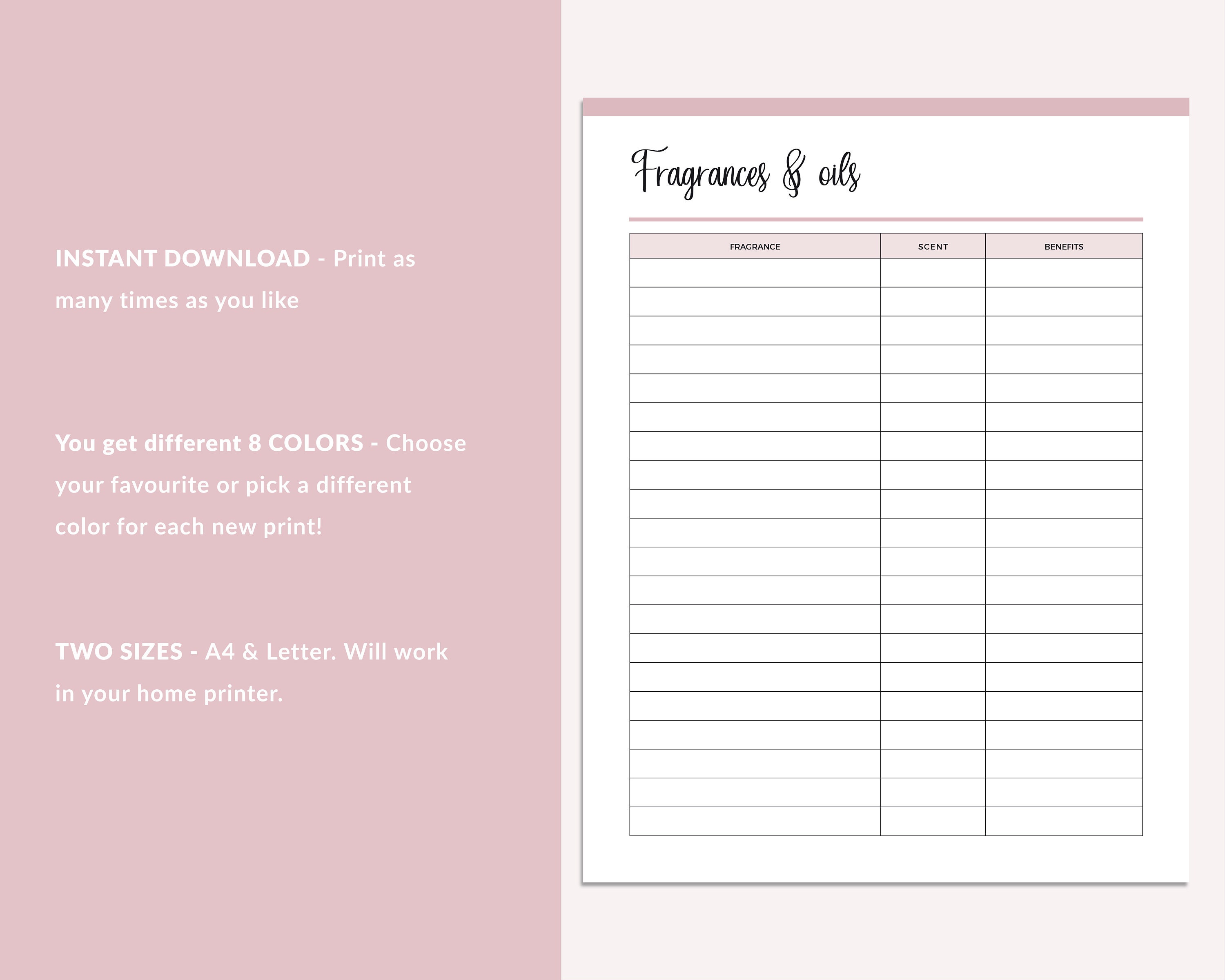 Printable Fragrance and Oil Tracking Sheet, DIY Candle Maker, Soap ...