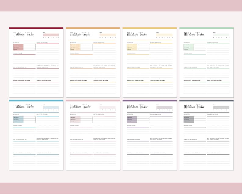 Printable Special Needs Carer Template Meltdown Tracker | Etsy