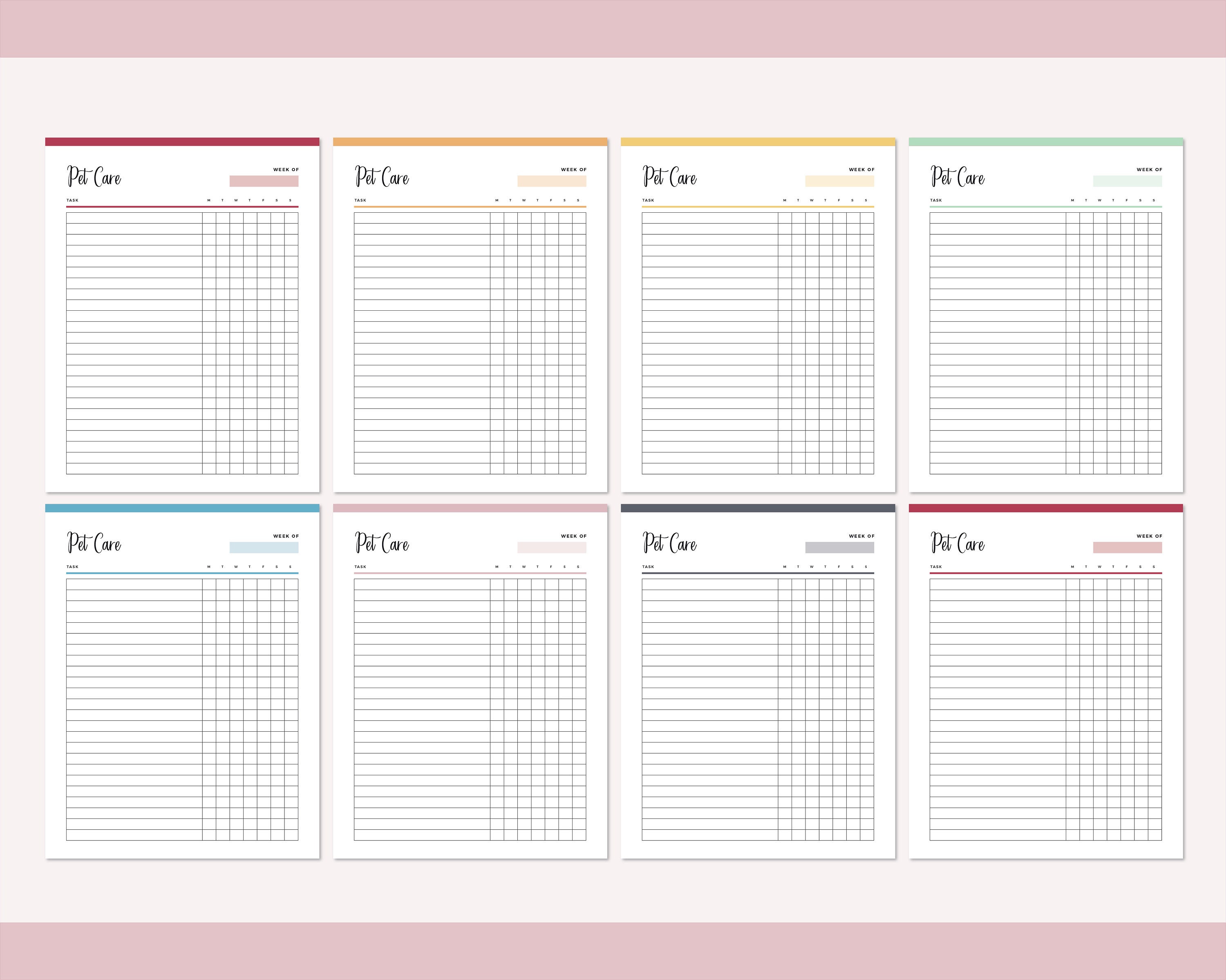 Printable Pet Care Chart, Daily Pet Care List for Adults and Kids ...