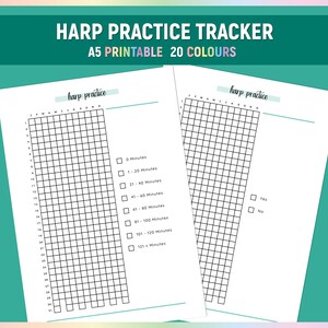 A5 Harp Practice Tracker, Printable Harp Training Journal, Simple Harp ...