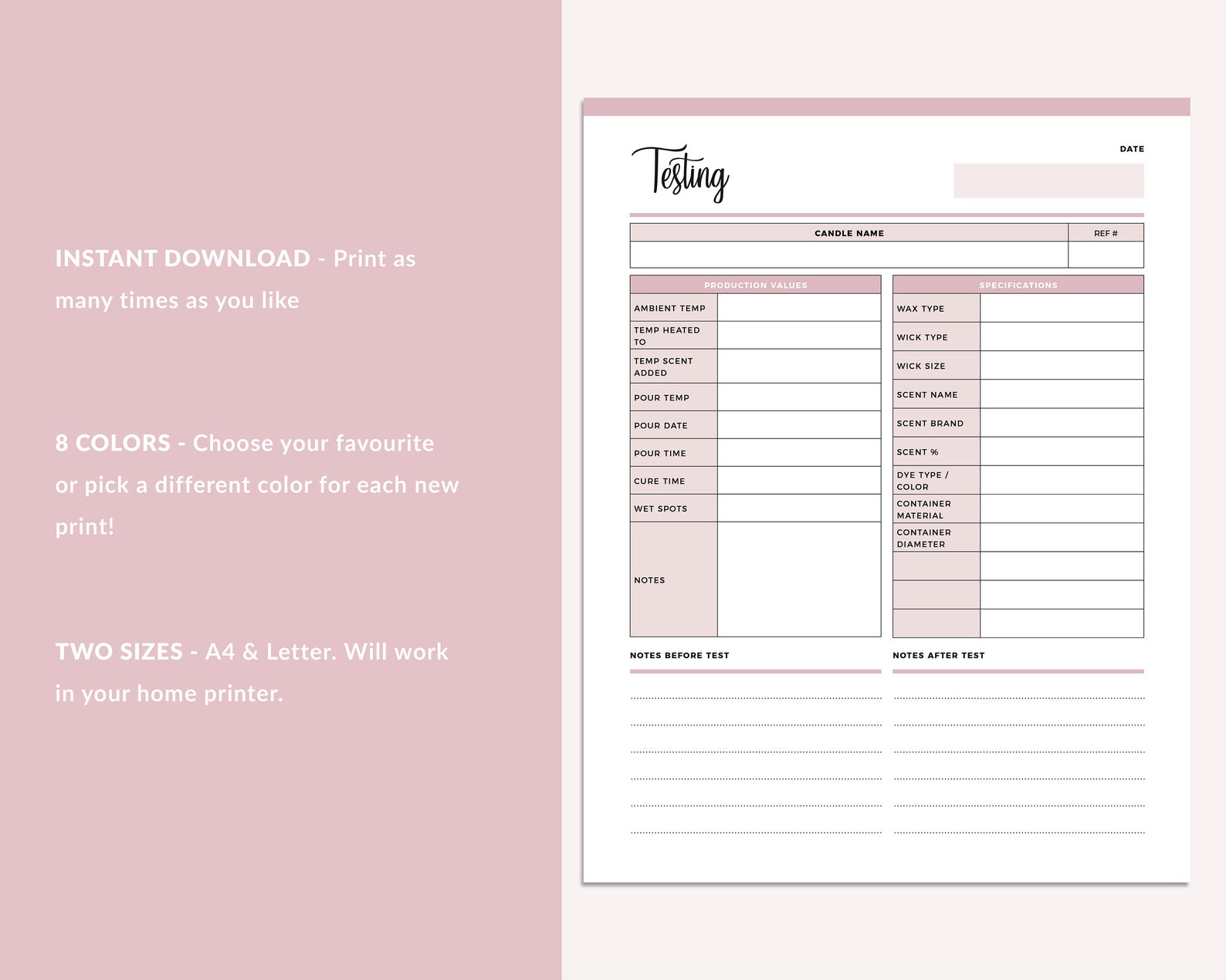 Candle Making Testing Sheet Printable Candle Burn Test - Etsy