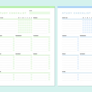 Editable Study Checklist, School Planner, Student Planner, Study Plan ...