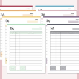 Printable Bill Payment Sheet, Print at Home Monthly Bills Record, Bill ...