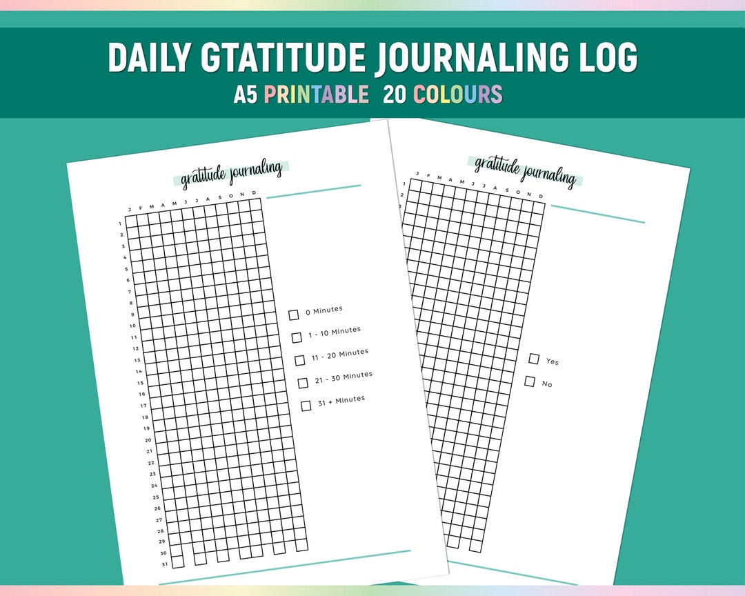 A5 Gratitude Journaling Tracker, Printable Gratefullness Journal ...