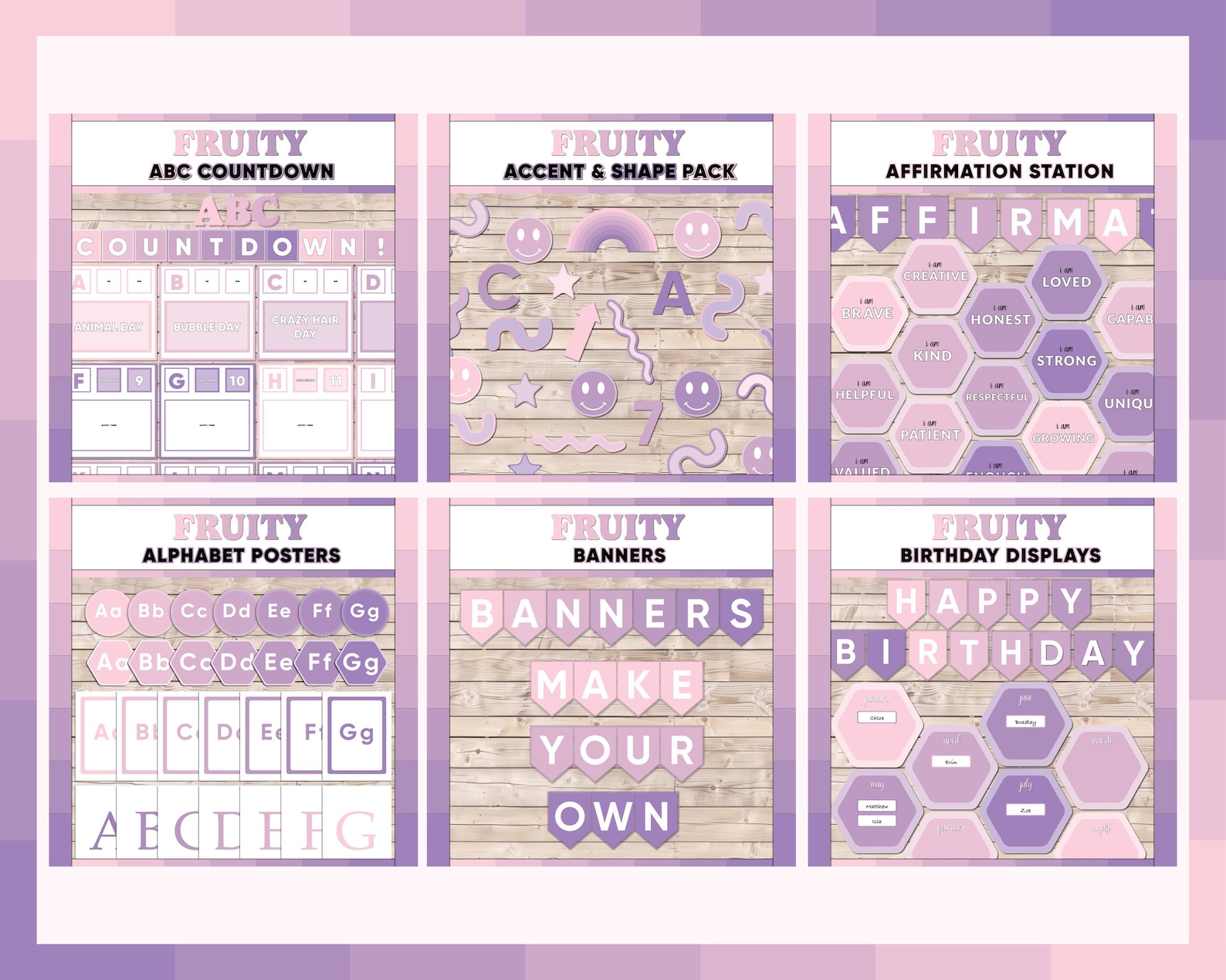 Pink and Purple Classroom Decor Bundle - Teacher Class Decorations - Etsy