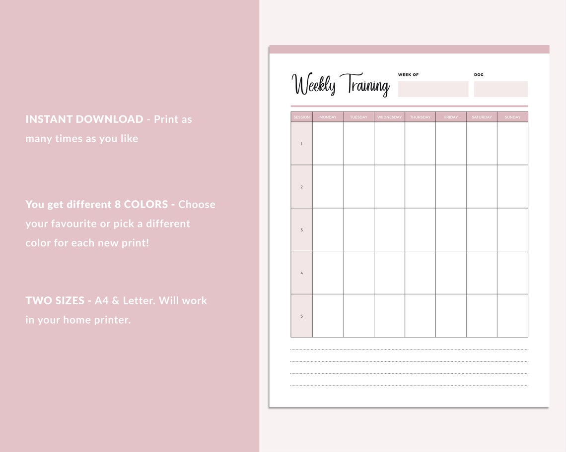 Printable Dog Training Schedule, Puppy Training Planner, Rescue Dog ...