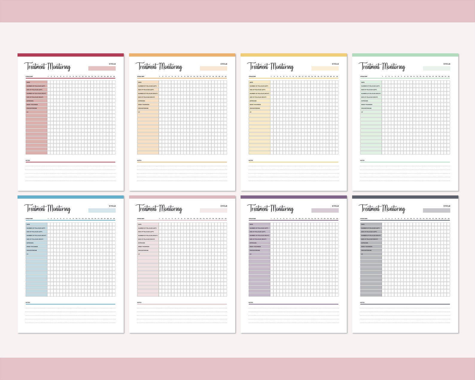 Printable IVF Treatment Record, IVF Treatment Monitoring Sheet, Ttc ...