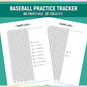 A5 Baseball Practice Tracker, Printable Baseball Training Journal ...