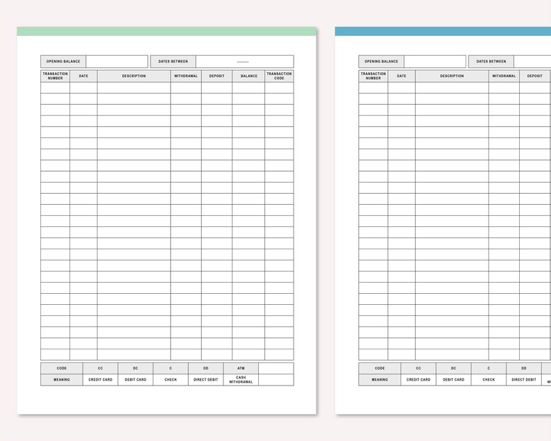 Printable Checkbook Register Check Book Balance Log Account - Etsy ...