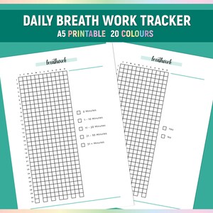 A5 Breathwork Tracker, Printable Breathing Exercises Journal, Simple ...