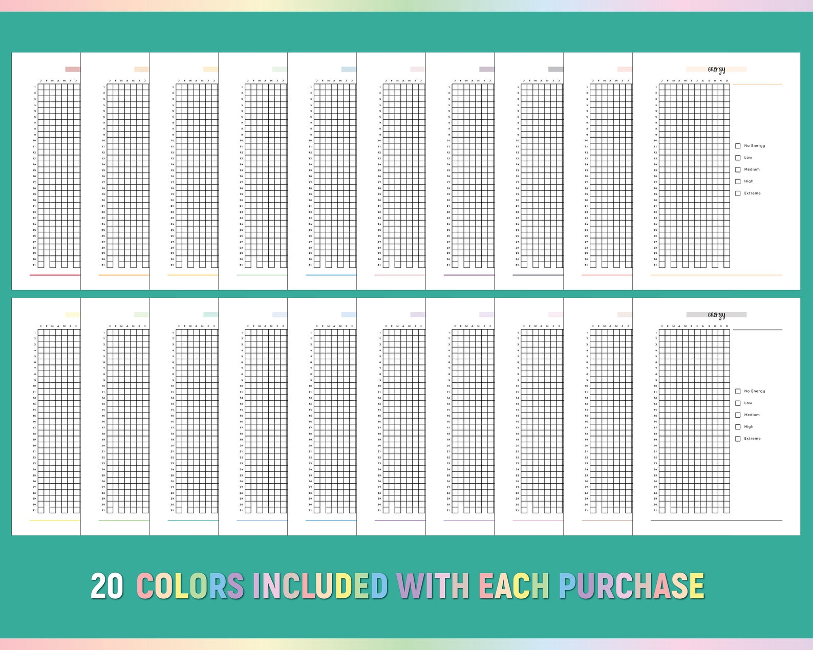A5 Energy Level Tracker, Printable Energy Journal, Simple Yearly Energy ...
