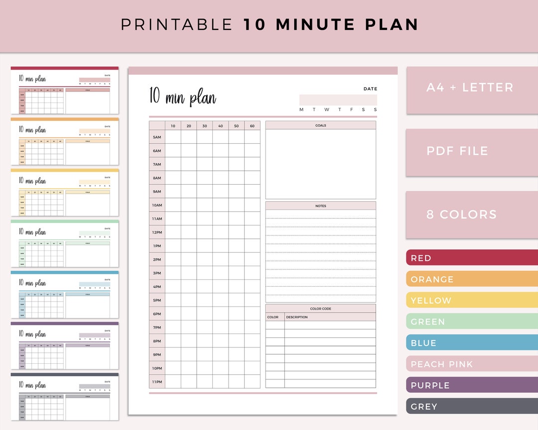 Printable 10 Minute Plan, 10 Minute Planner, Productivity Planner ...