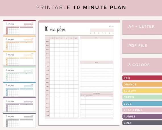 Printable 10 Minute Plan 10 Minute Planner Productivity | Etsy