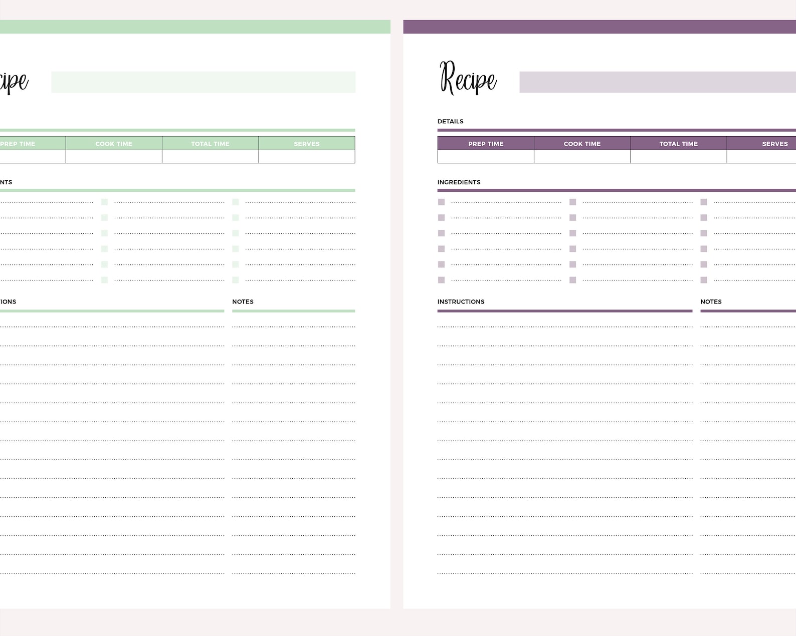 Blank Recipe Template Printable, Recipe Book Template, Recipe Page ...