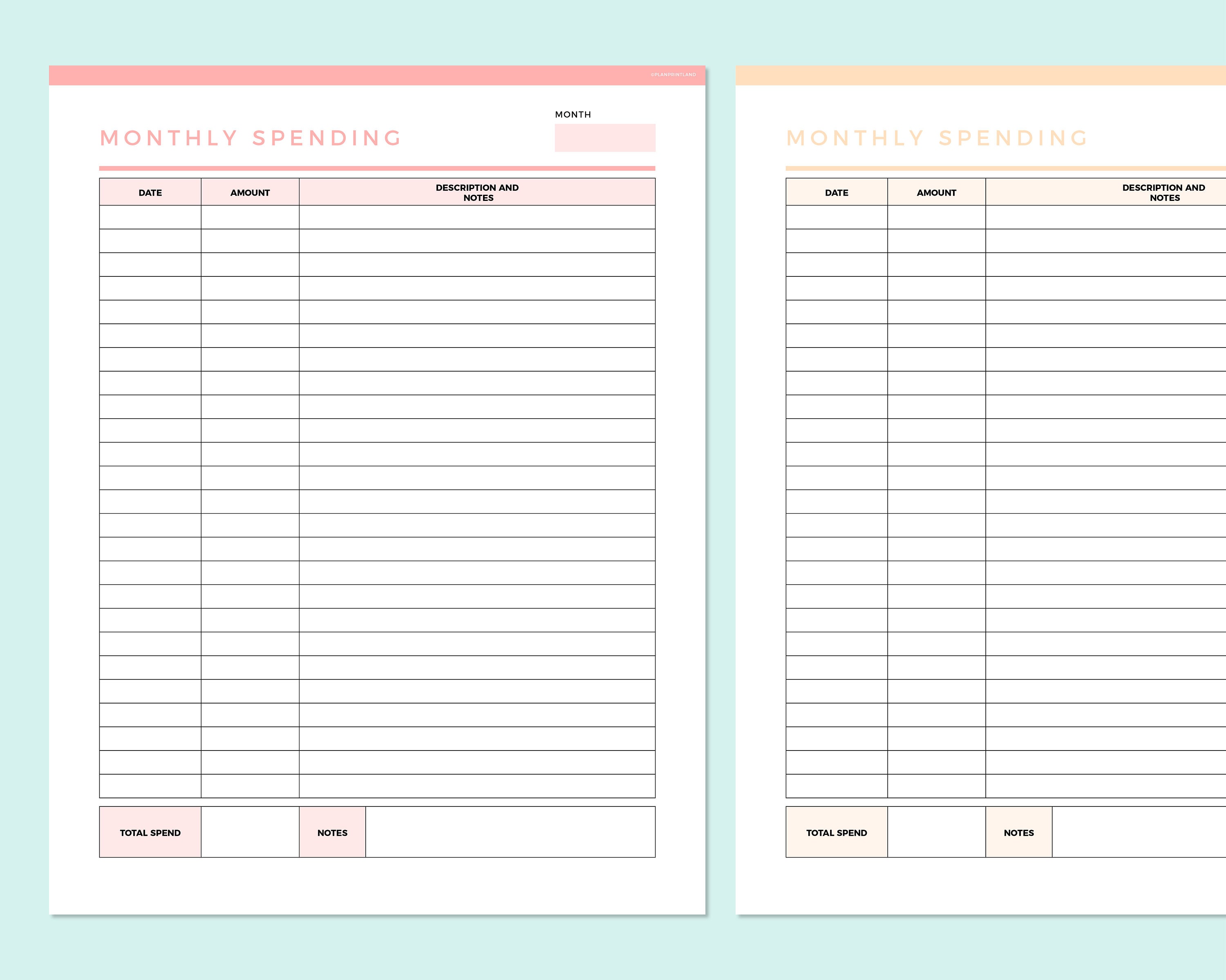 Editable Monthly Spending Tracker Fillable Expense Tracker - Etsy
