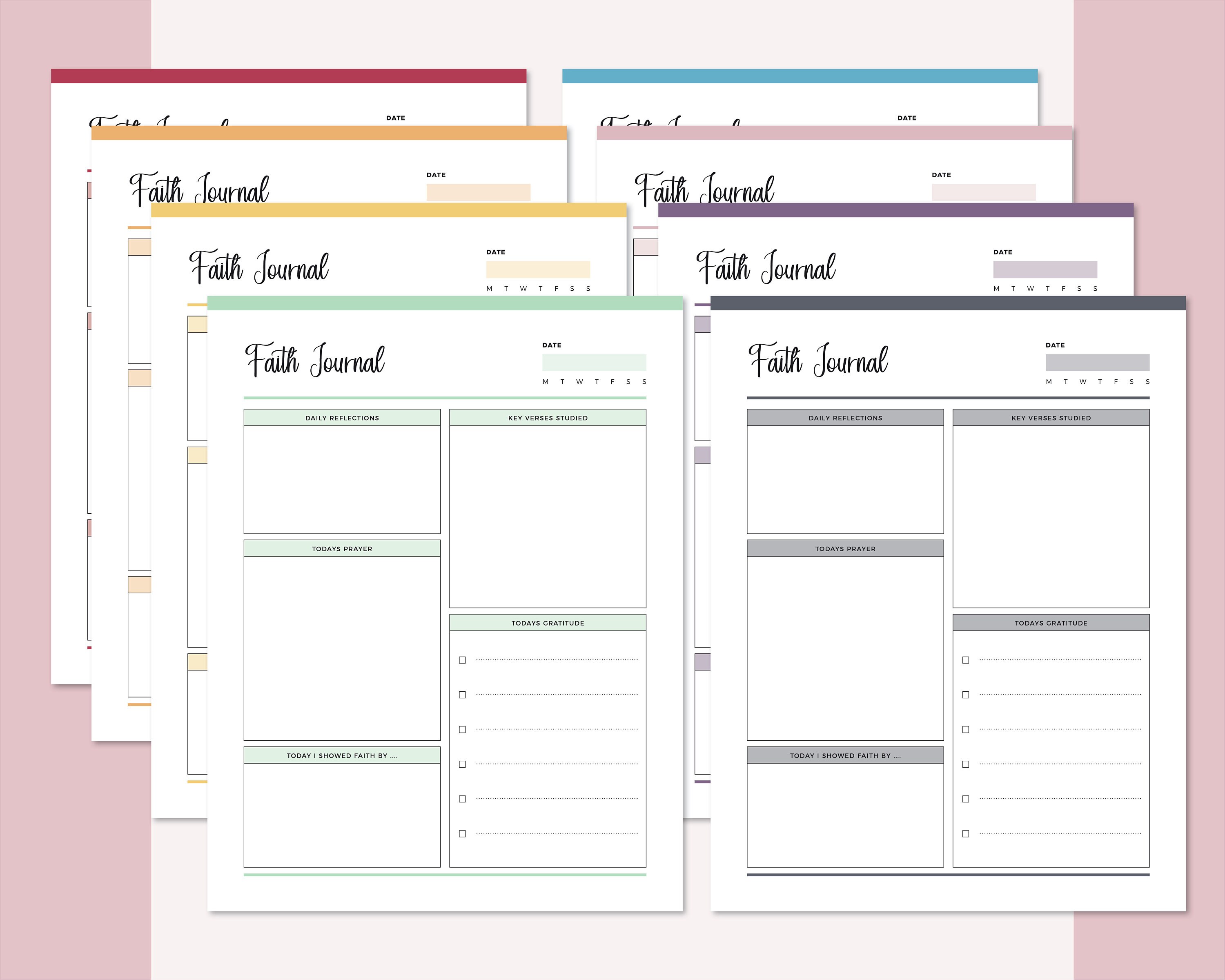Printable Faith Journal, Print at Home Daily Devotional Planner, Prayer ...