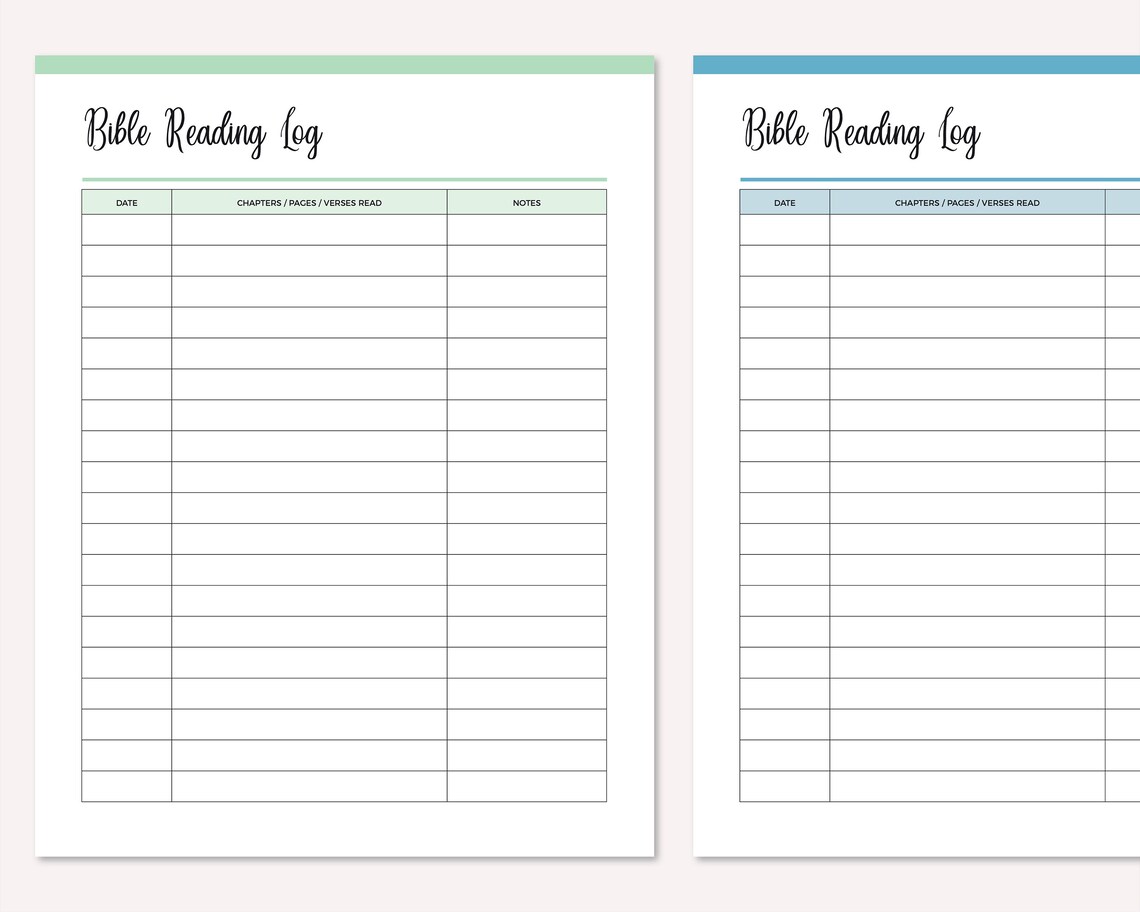 Bible Reading Log Printable Bible Reading Tracker Bible | Etsy