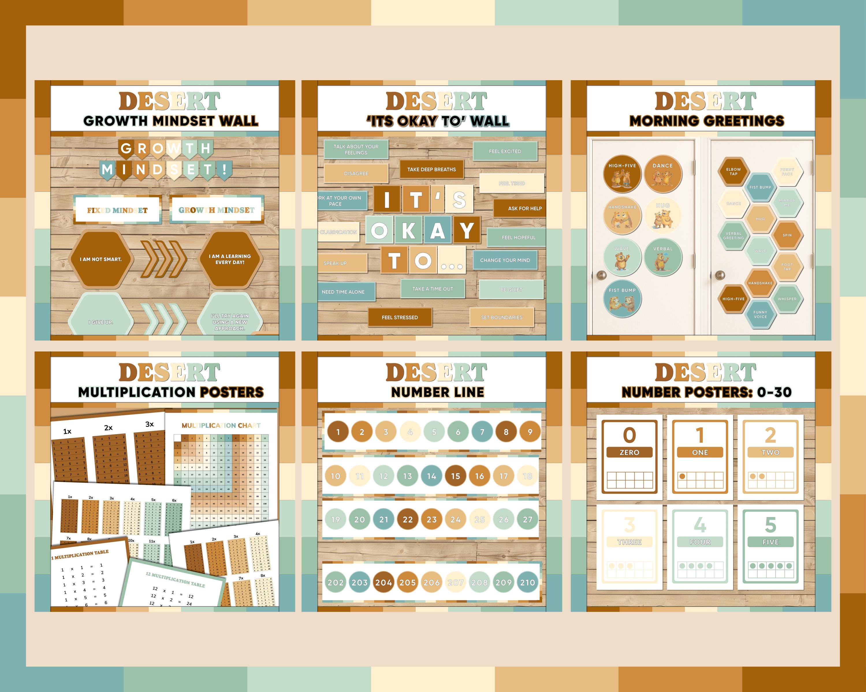 Desert Classroom Decor Bundle | Nature Brown Green Yellow Theme | Calm ...