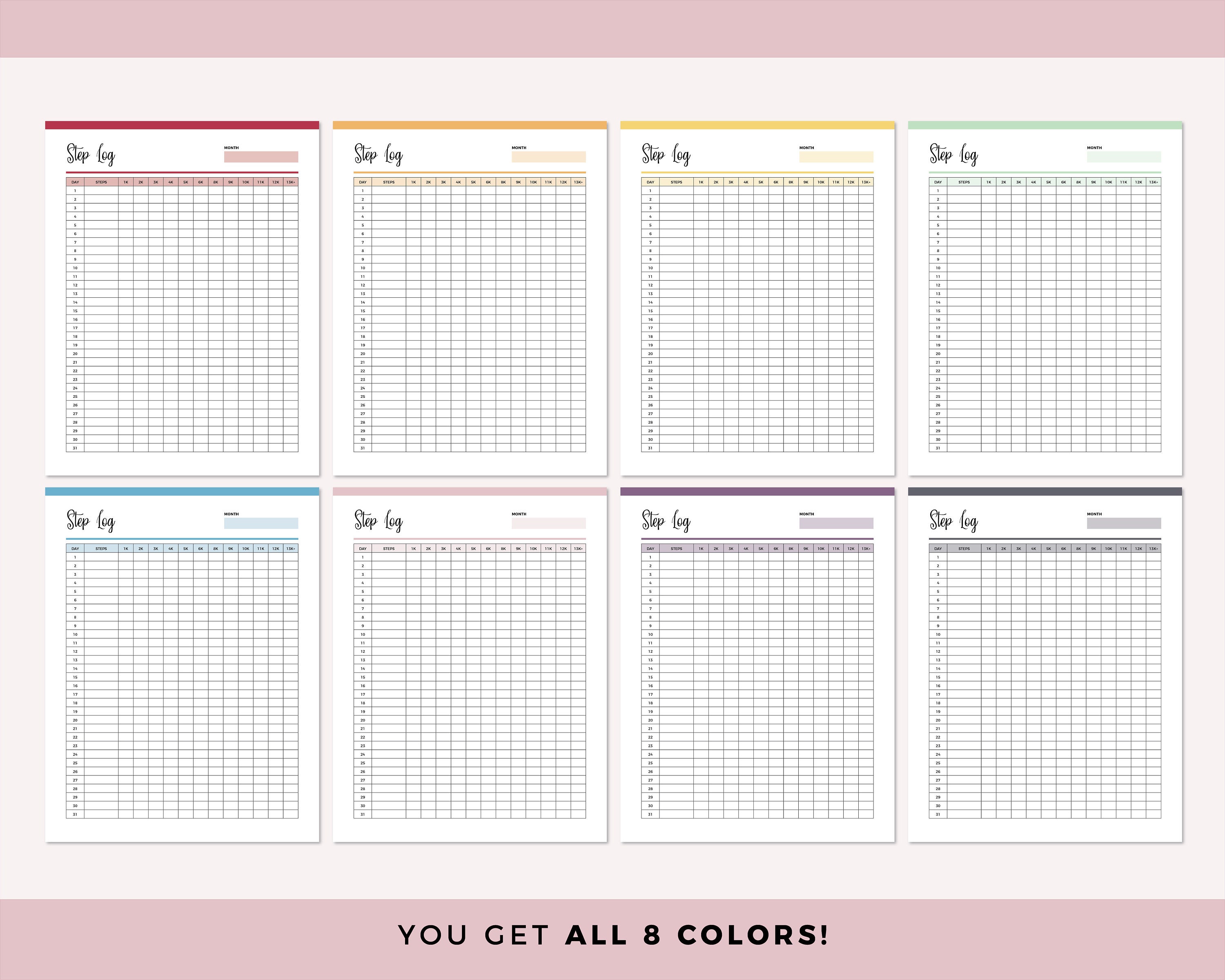 Step Tracker Printable, Step Counter, Daily Step Log, Monthly Step ...
