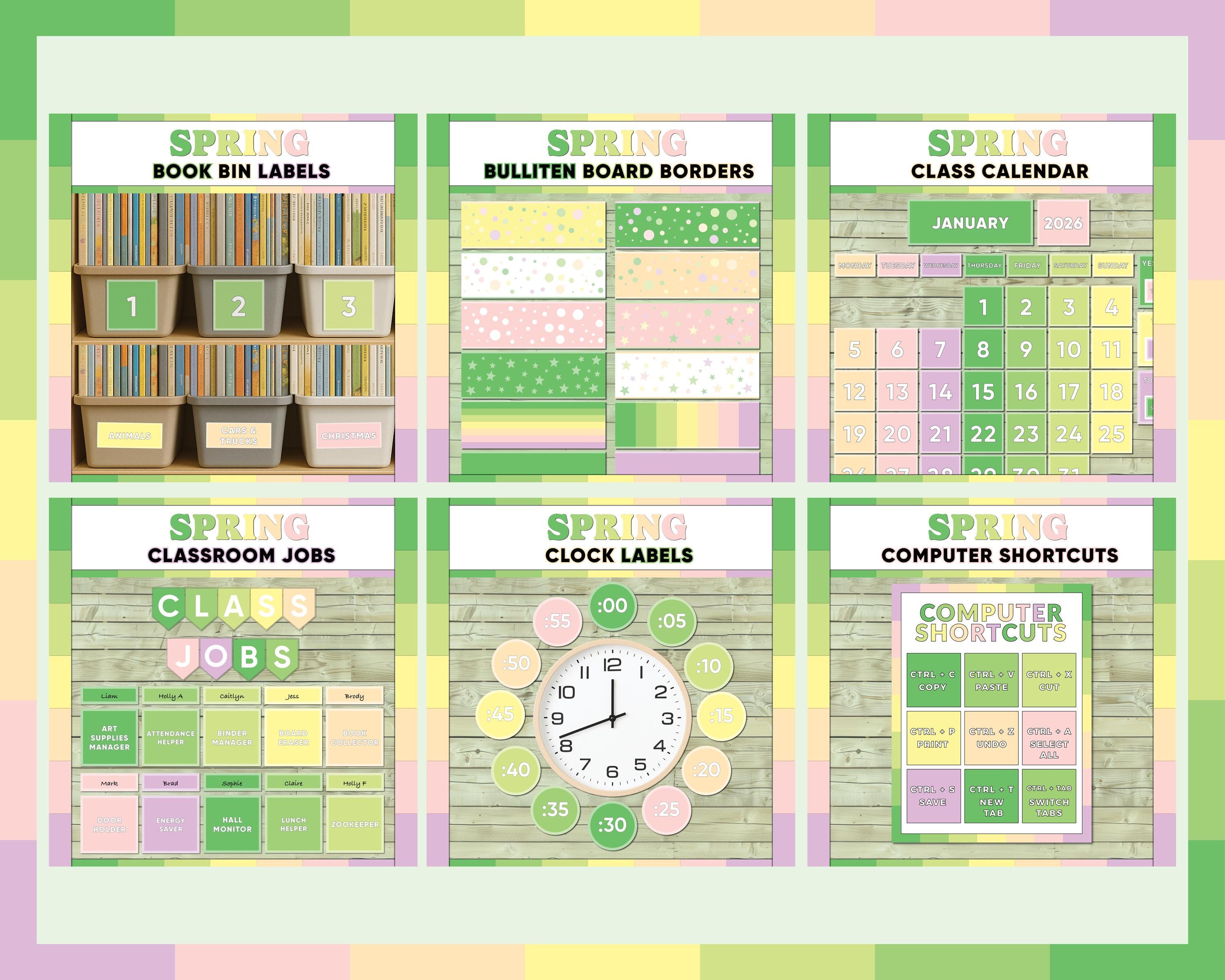 Spring Classroom Decor Bundle | Bright Green Pink Yellow Theme ...