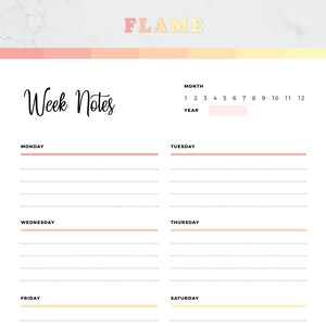 Printable Weekly Notes PDF, Week Notes Planner Insert, Notes Checklist ...
