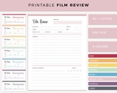 Printable Film Review Planner Movie Review Sheet A4 and - Etsy