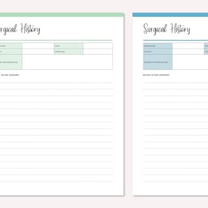 Printable Surgical History Tracker, Health History, Surgery Chart, Surgery Log, Health Tracker ...