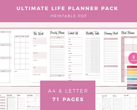 Life Planner Printable Print at Home Goal Planner Life - Etsy Australia