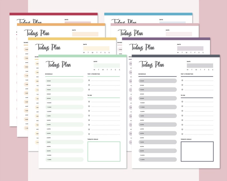 Day Planner Printable, Print at Home Daily Planner, 1 Hour Sections ...