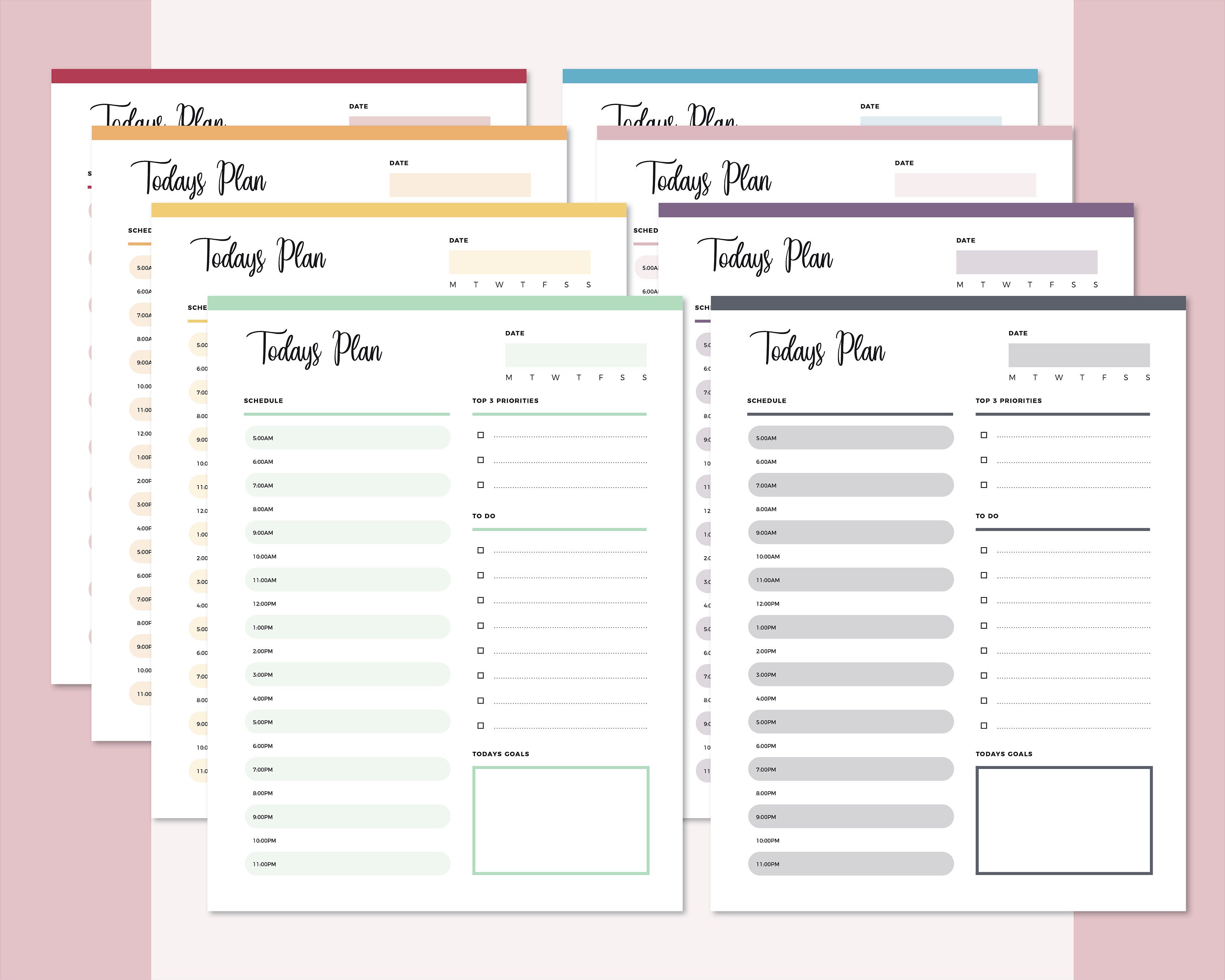 Day Planner Printable Print at Home Daily Planner 1 Hour - Etsy Australia