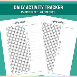 A5 Fitness Activities Tracker, Printable Activities Journal, Simple ...