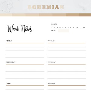 Printable Weekly Notes PDF, Week Notes Planner Insert, Notes Checklist ...