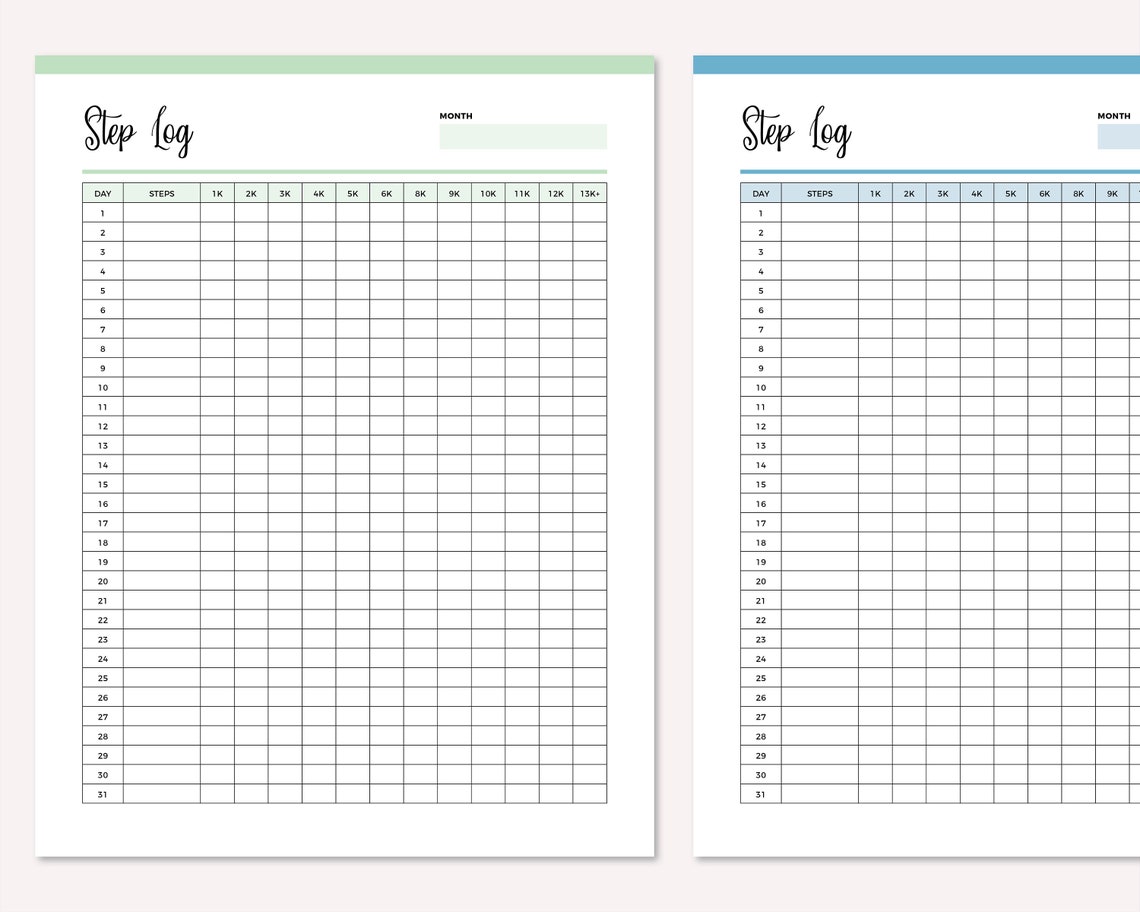 Step Tracker Printable, Step Counter, Daily Step Log, Monthly Step ...