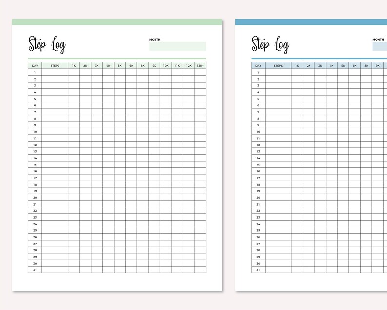 Step Tracker Printable, Step Counter, Daily Step Log, Monthly Step ...