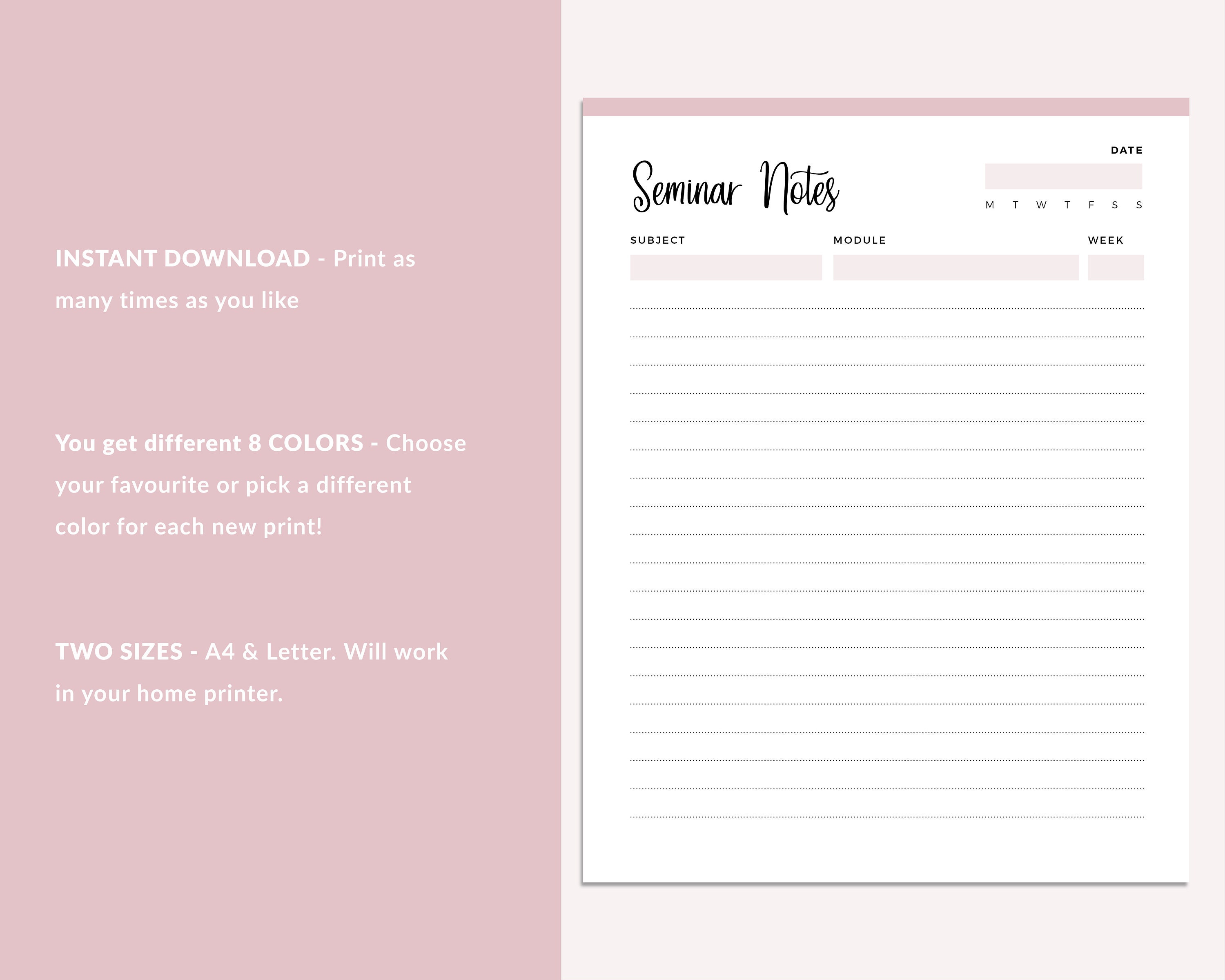 Printable Seminar Notes Print at Home College Student Ruled - Etsy