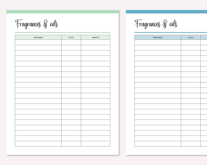 Printable Fragrance and Oil Tracking Sheet, DIY Candle Maker, Soap ...