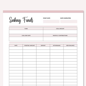 Sinking Funds Tracker Printable, Savings Tracker, Savings Challenge ...