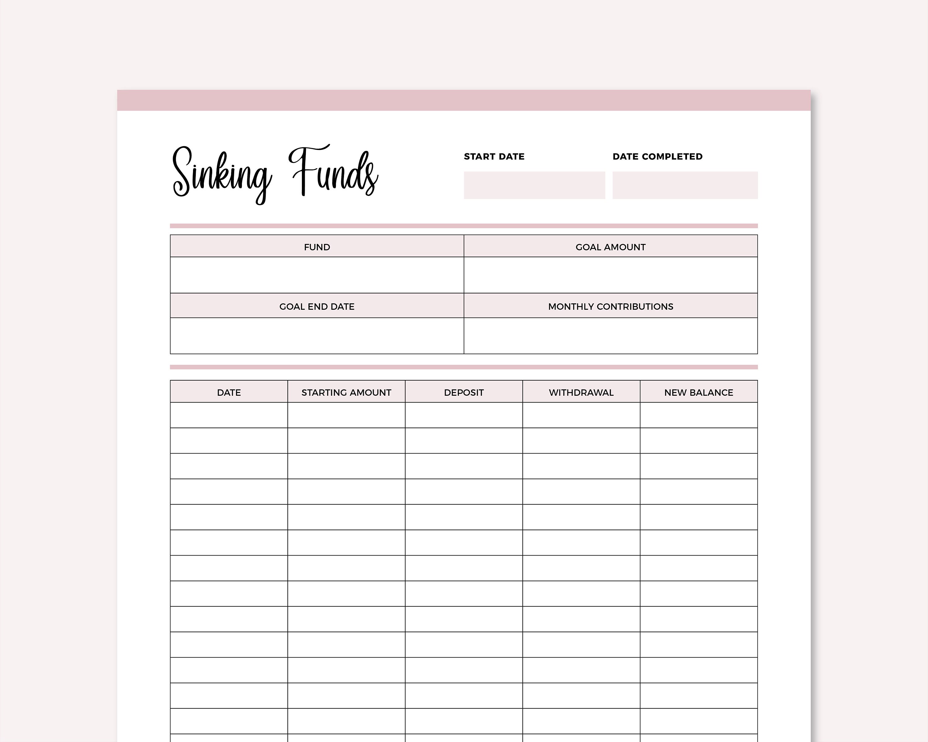 Sinking Funds Tracker Printable, Savings Tracker, Savings Challenge ...
