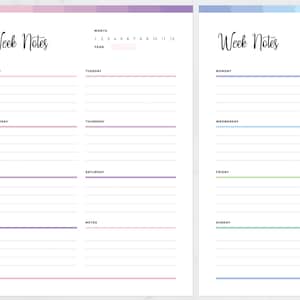 Printable Weekly Notes PDF, Week Notes Planner Insert, Notes Checklist ...