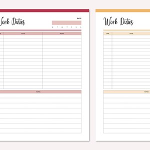 Work Duties Tracker, Time Tracker for Employees, Work Time Sheet, Work ...