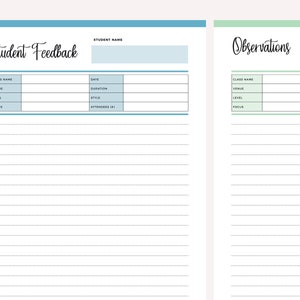 Printable Yoga Class Observations, Yoga Instructor Planner, Pilates ...
