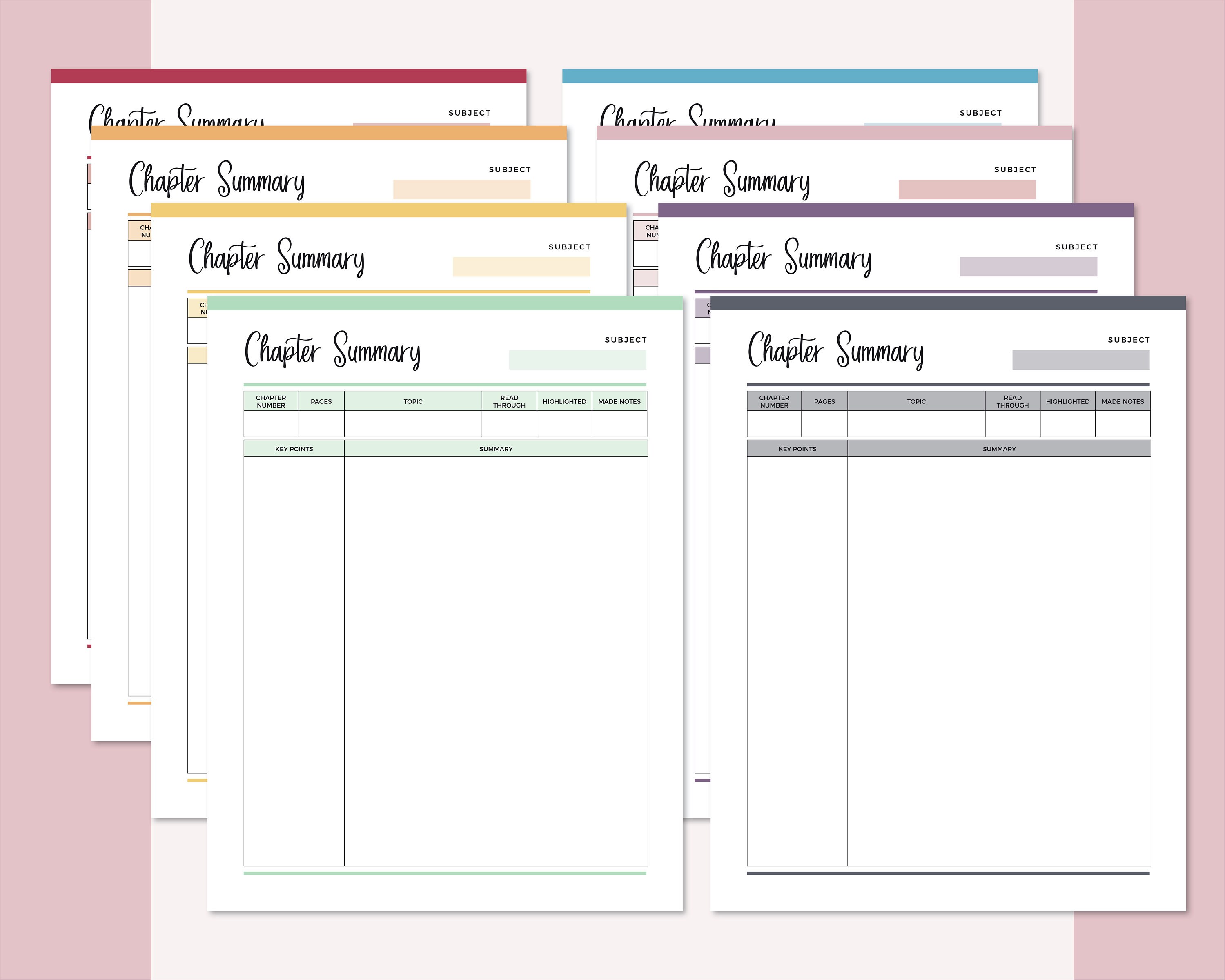 Printable Chapter Summary Assigned Reading Note Tasking - Etsy