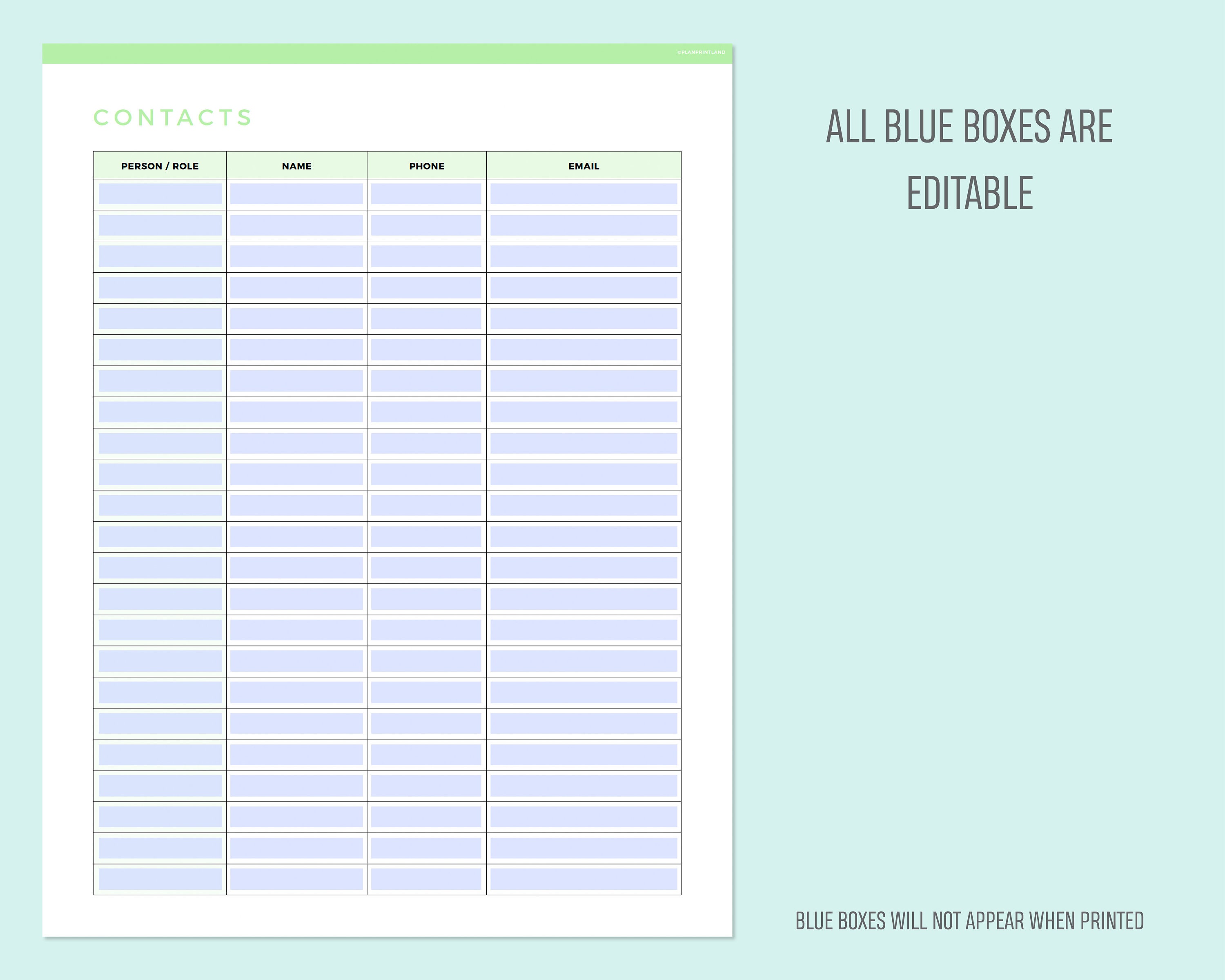 Editable Contact List Template Printable Contact Sheet PDF - Etsy Australia