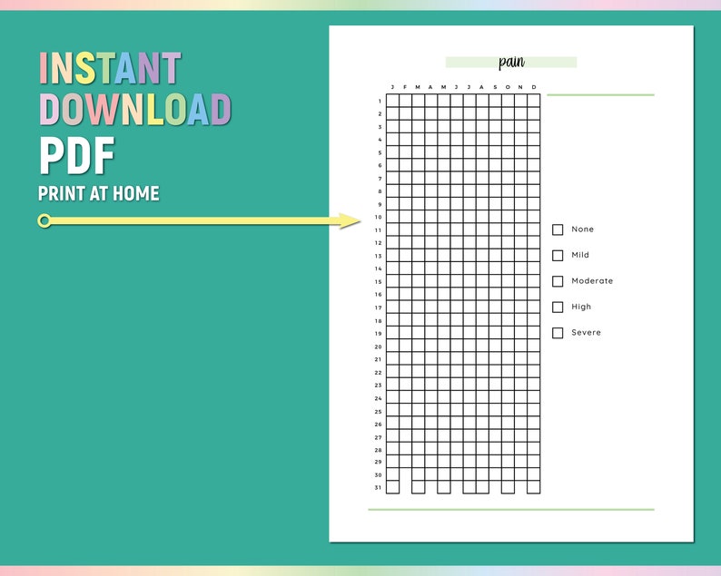 A5 Chronic Pain Tracker, Printable Pain Journal, Simple Body Ache Chart ...