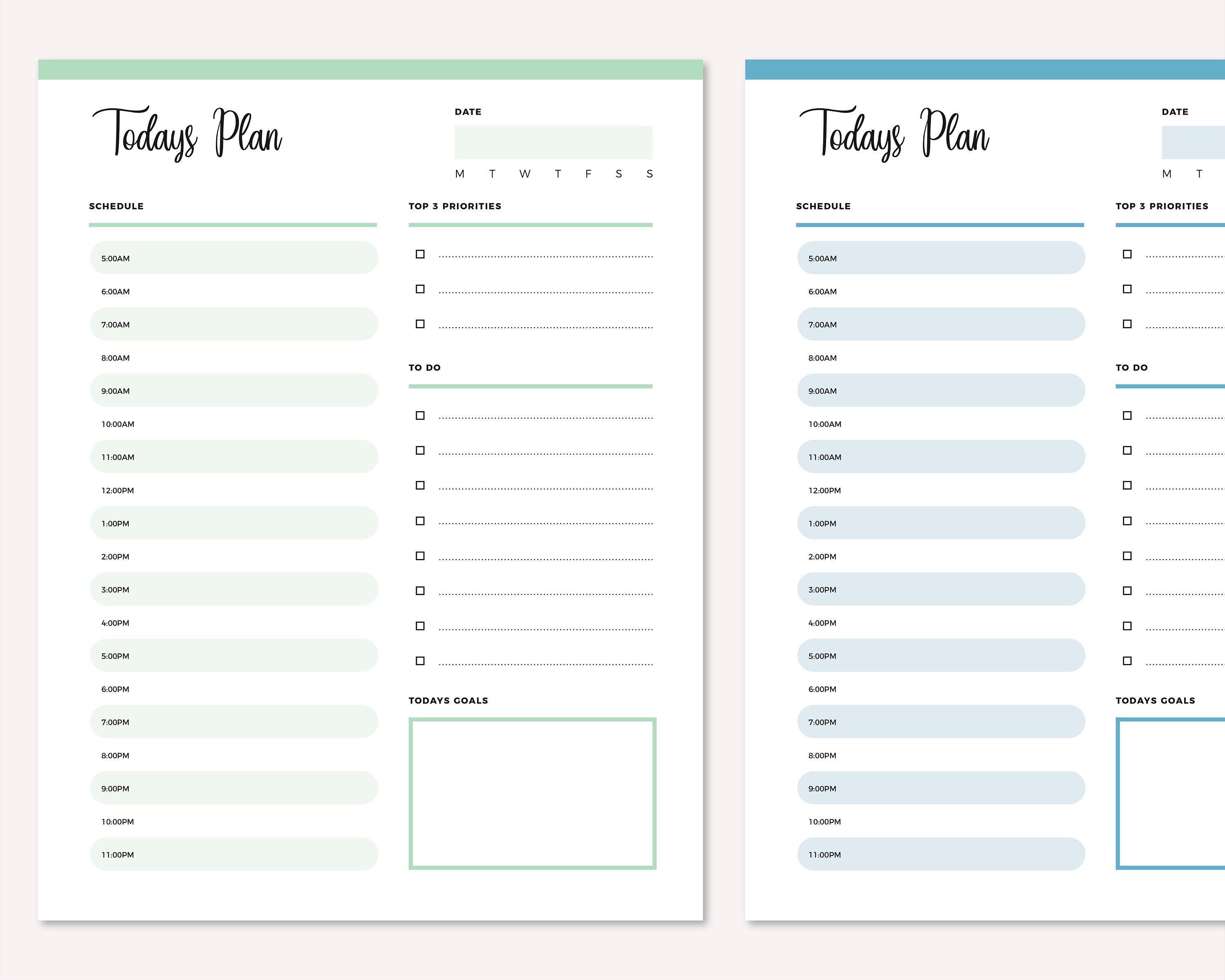 Day Planner Printable Print at Home Daily Planner 1 Hour - Etsy UK