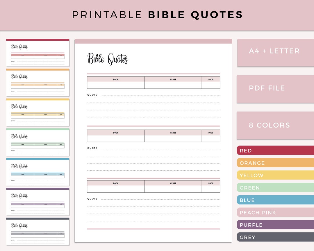 Printable Bible Quote Journal, Bible Quote Diary, Favourite Bible ...