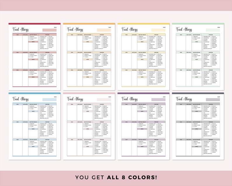 Printable Food Allergy Log, Food and Symptom Diary, Food Allergy ...