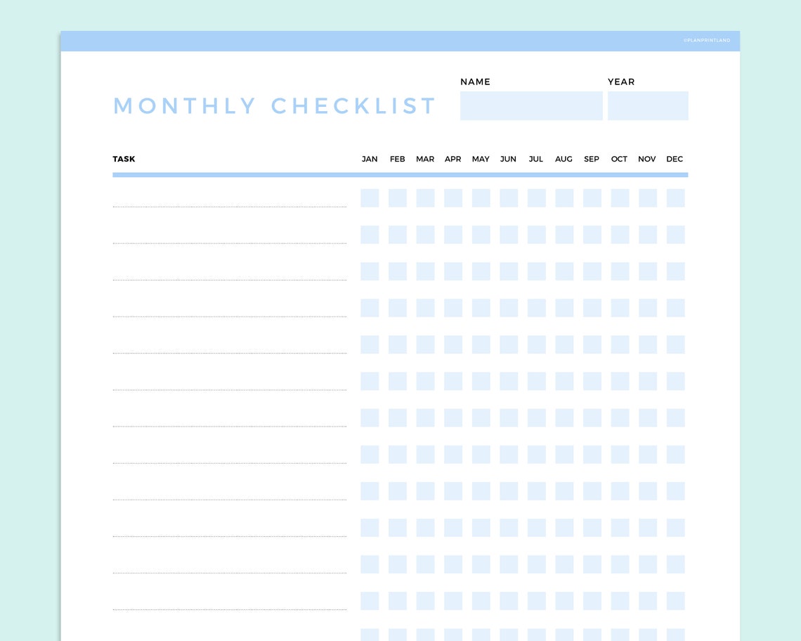 Editable Monthly Checklist Printable Month to Do List - Etsy Australia