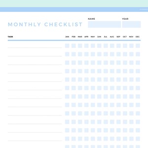 Editable Monthly Checklist Printable, Month to Do List, Monthly Chore ...